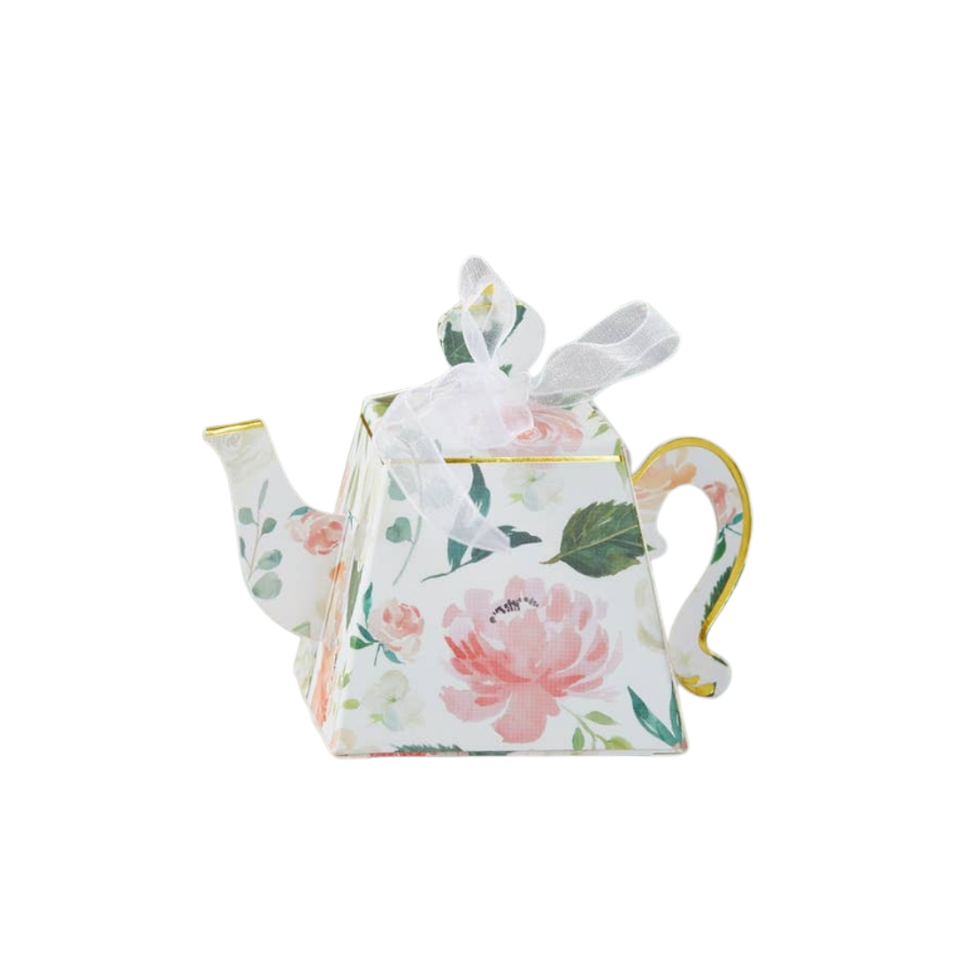 White Floral Teapot Favor Box – Parte Haus
